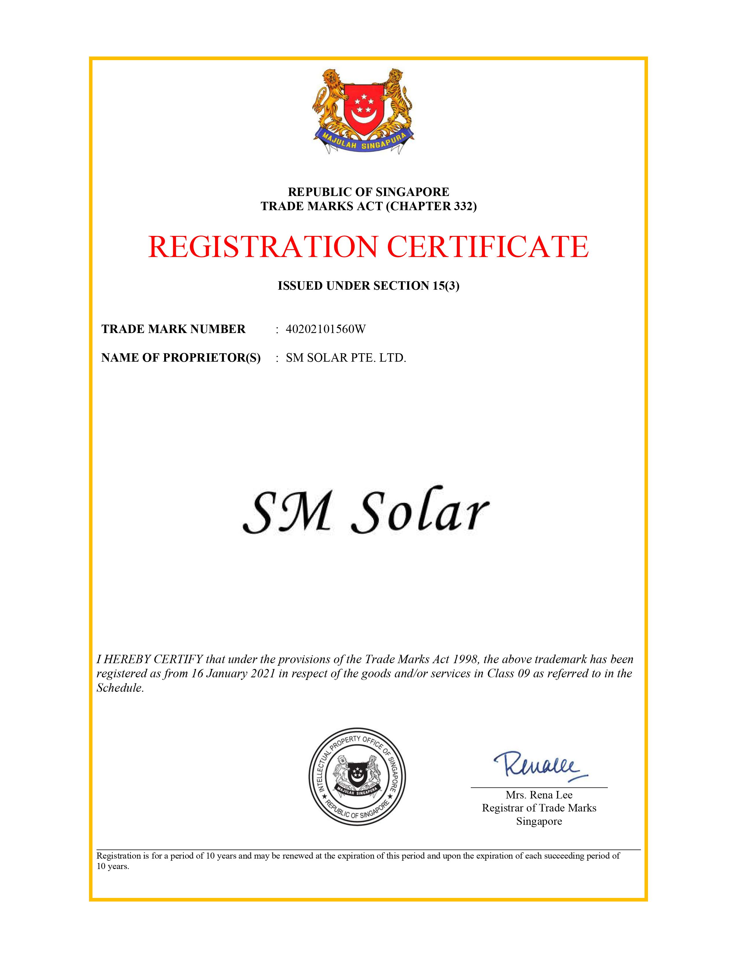SM Solar Certificates